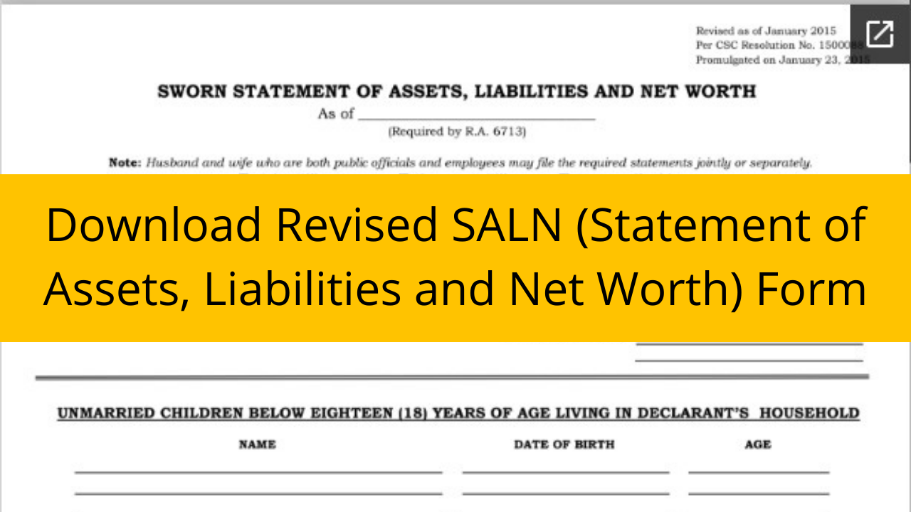 Download Revised Saln Statement Of Assets Liabilities And Net Worth
